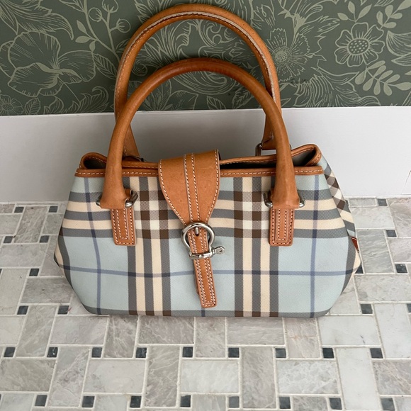 Burberry | Bags | Burberry Light Blue Plaid Handbag With Tan Accents ...